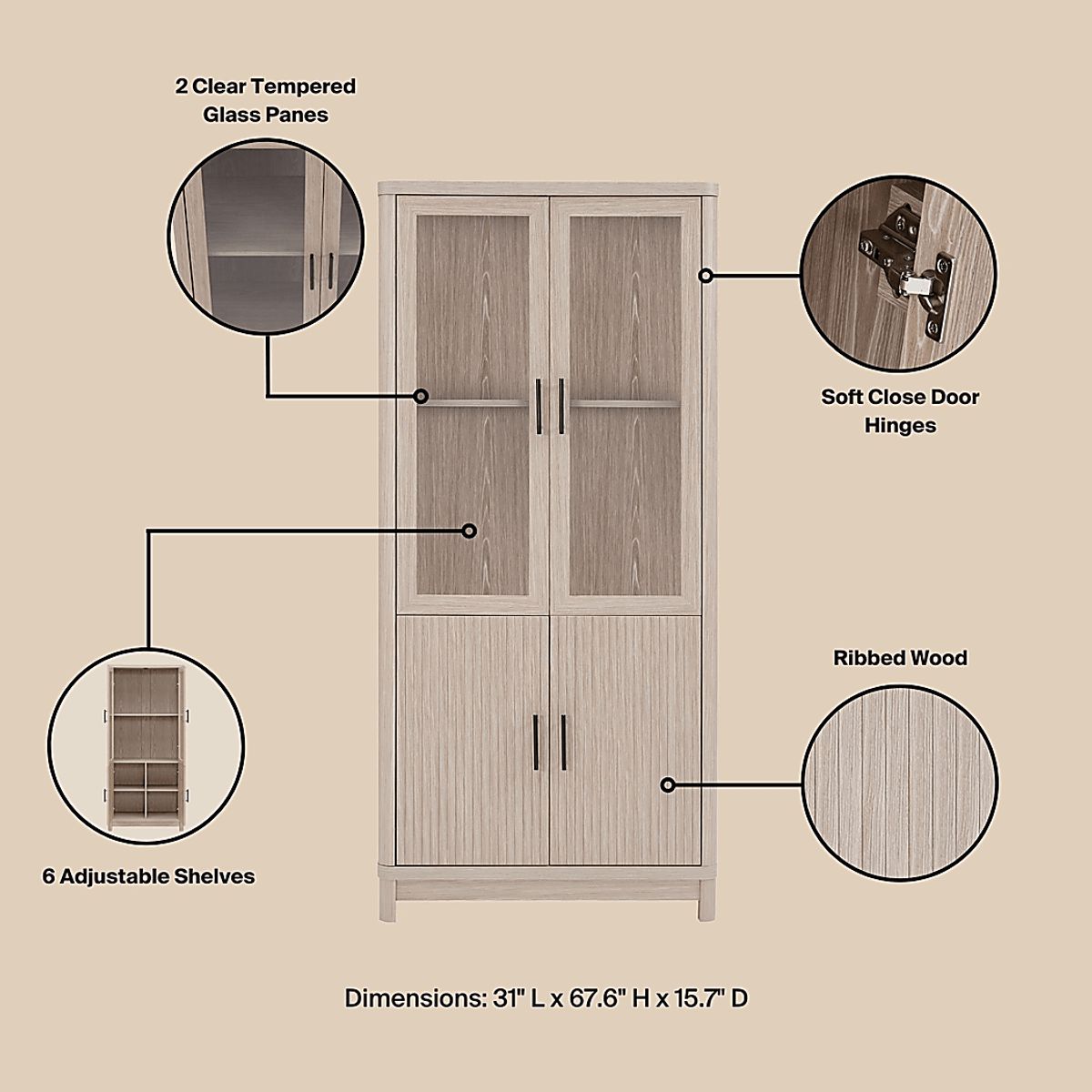 Kassy Beige Bookcase | Rooms to Go