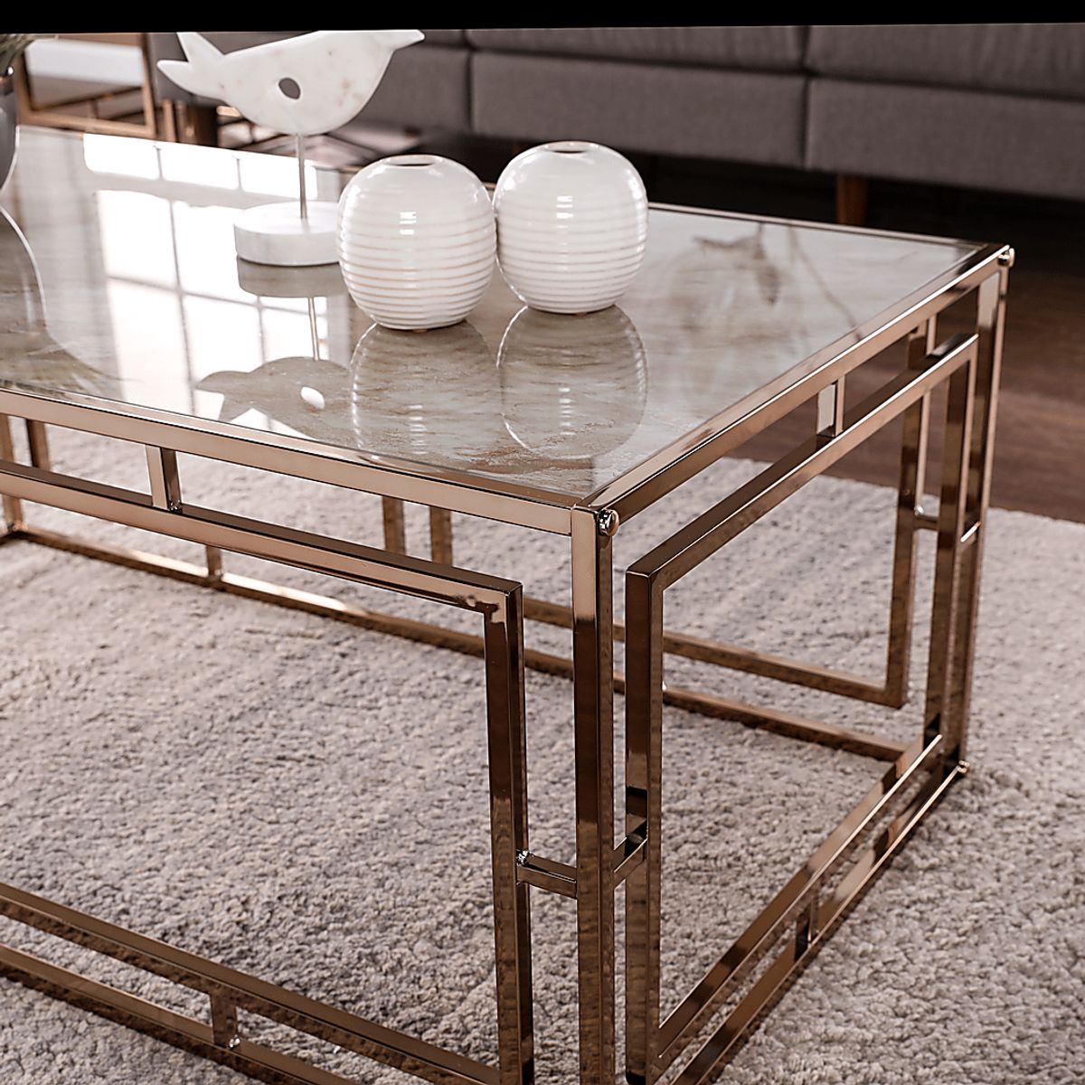 Kayview Champagne,Gold Colors,Metal Cocktail Table | Rooms to Go