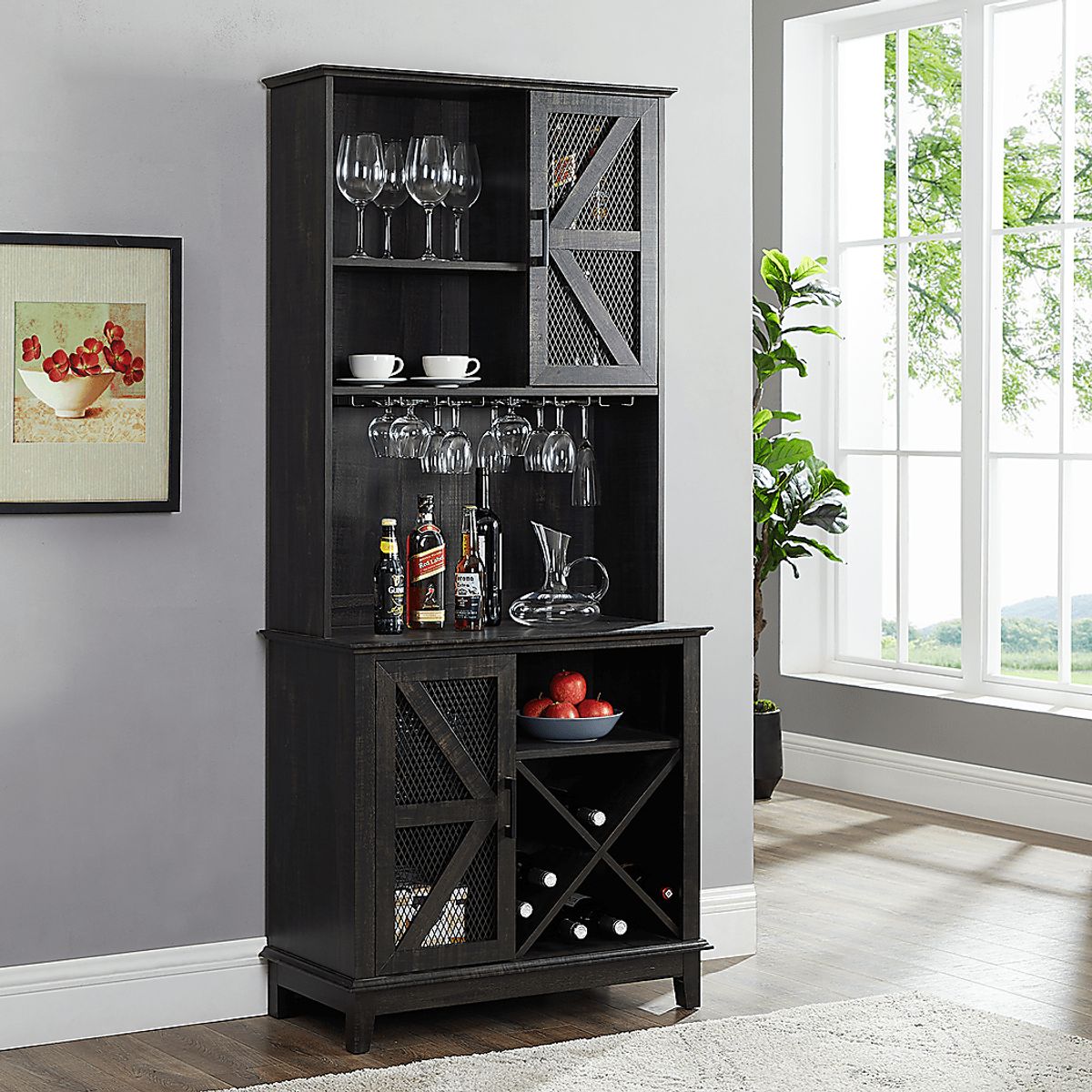 Kazia Charcoal Gray Bar Cabinet | Rooms to Go