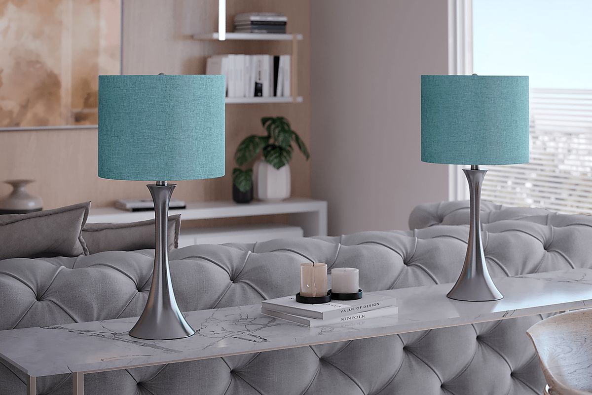 Keely Alley 2 Pc Turquoise Blue Set Of Lamps | Rooms to Go