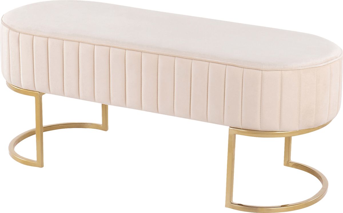 Kelvington Cream Beige Accent Bench | Rooms to Go