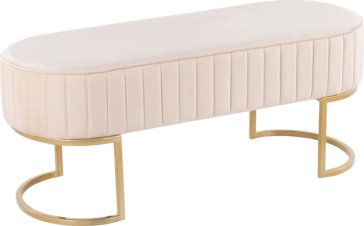 Kelvington Cream Beige Accent Bench | Rooms to Go