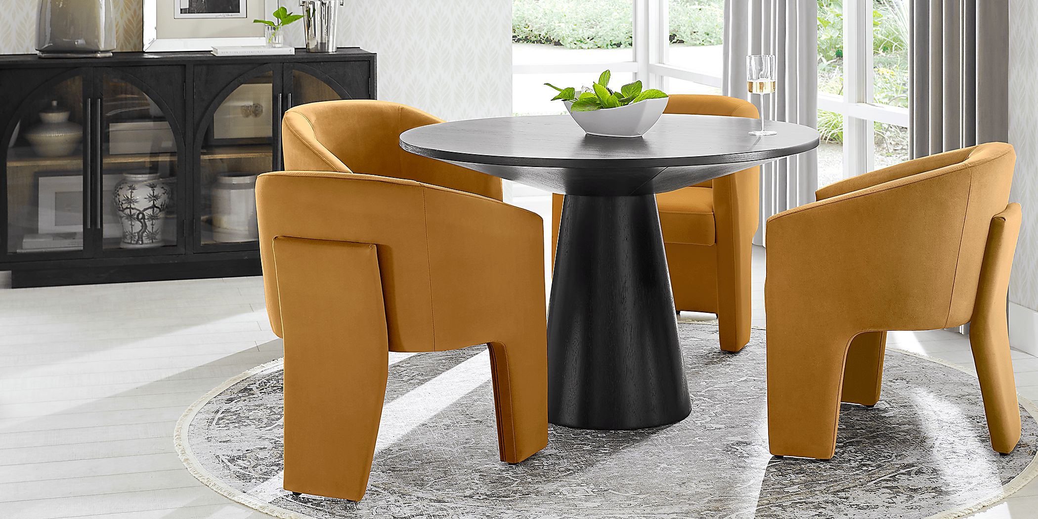 Kendall 5 Pc Black Black,Colors Gold Yellow Dining Room Set With 48 ...