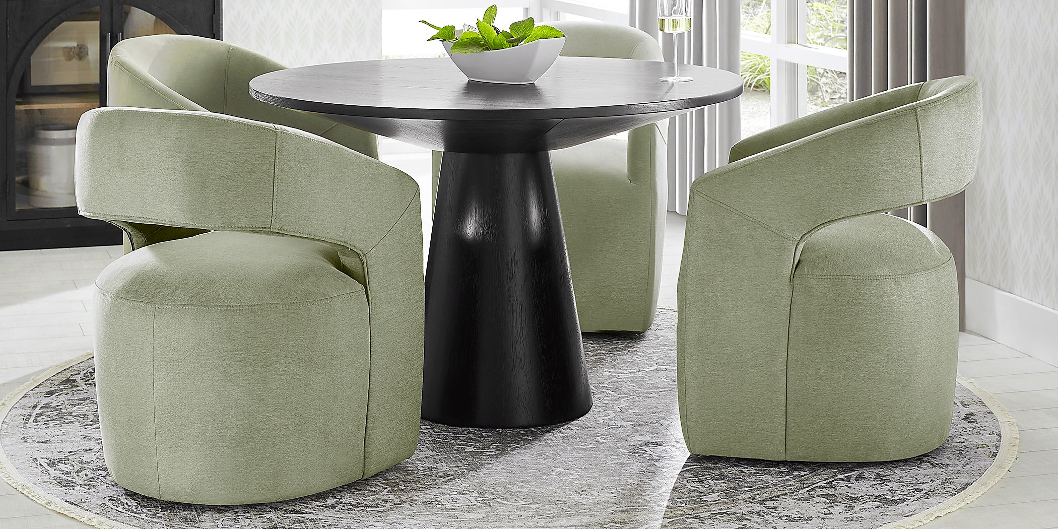 Kendall 5 Pc Black Black,Colors Sage Green Dining Room Set With 48 ...