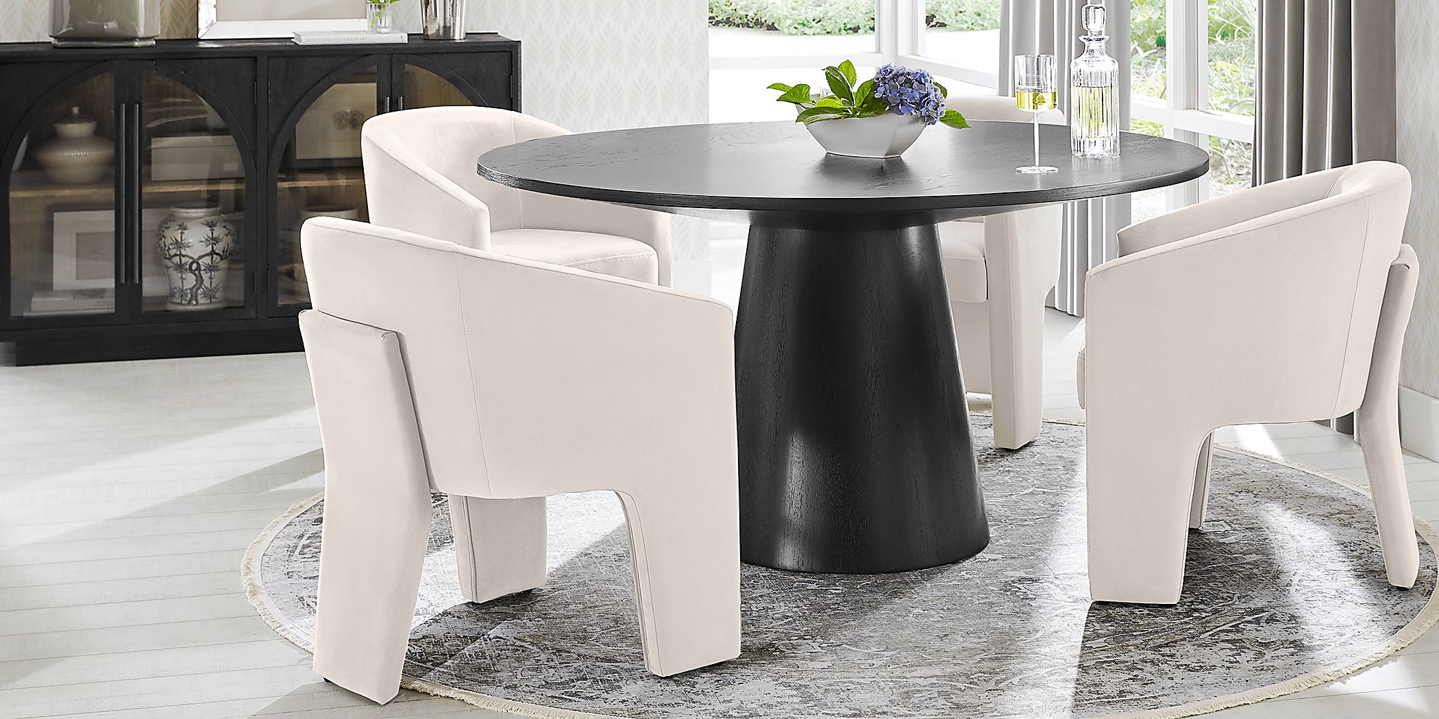 Kendall 5 Pc Black Black,Colors Cream Beige Dining Room Set With 59 ...