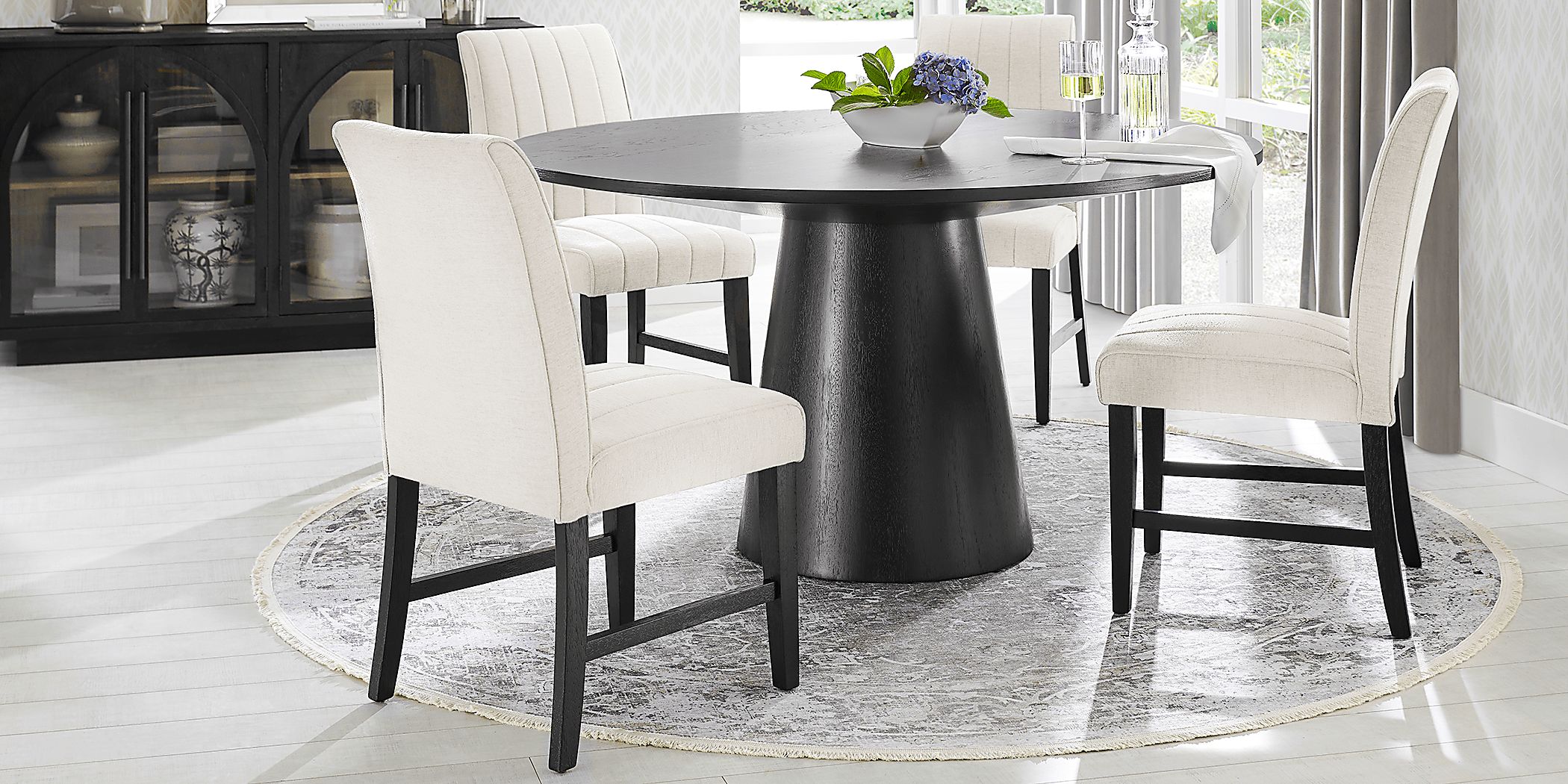 Kendall 5 Pc Black Black,Colors White Dining Room Set With 59" Dining ...