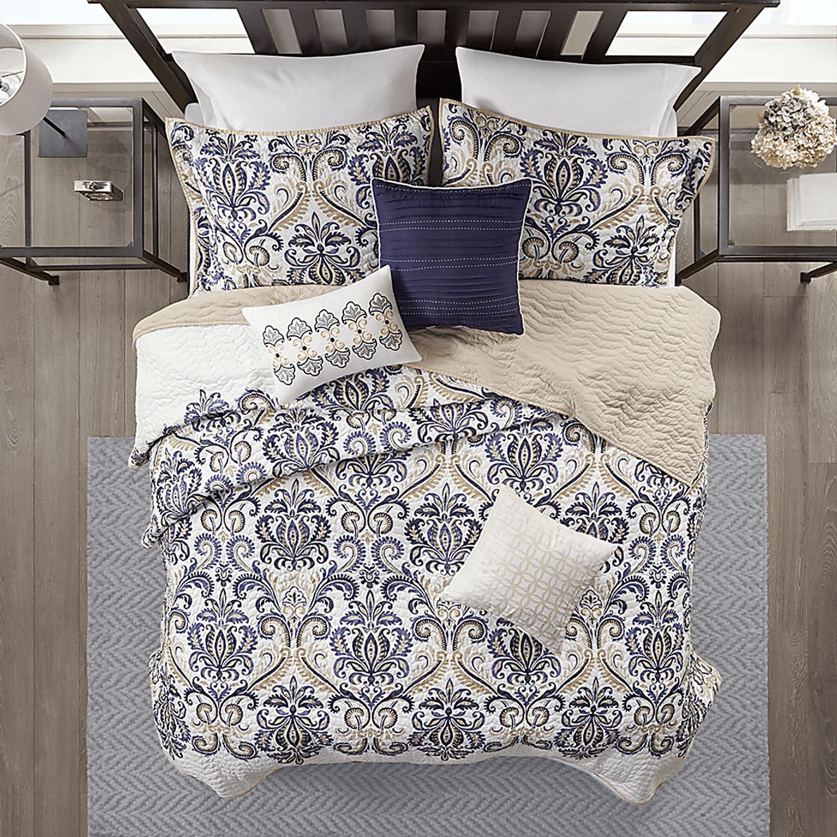 Kenison Blue 6 Pc Full/Queen Coverlet Set - Rooms To Go
