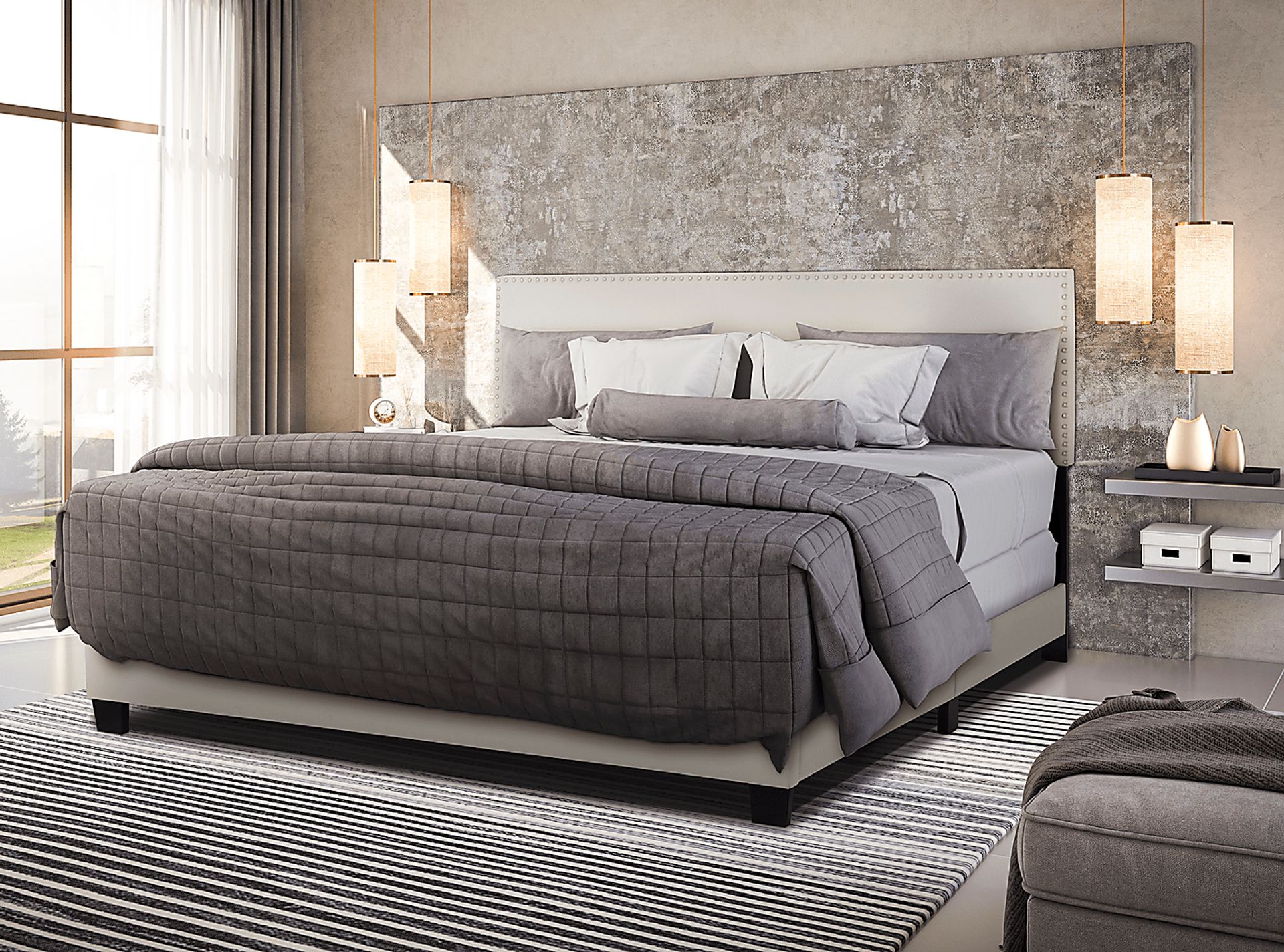 Kernite Gray Light Polyester Fabric Queen Bed | Rooms to Go