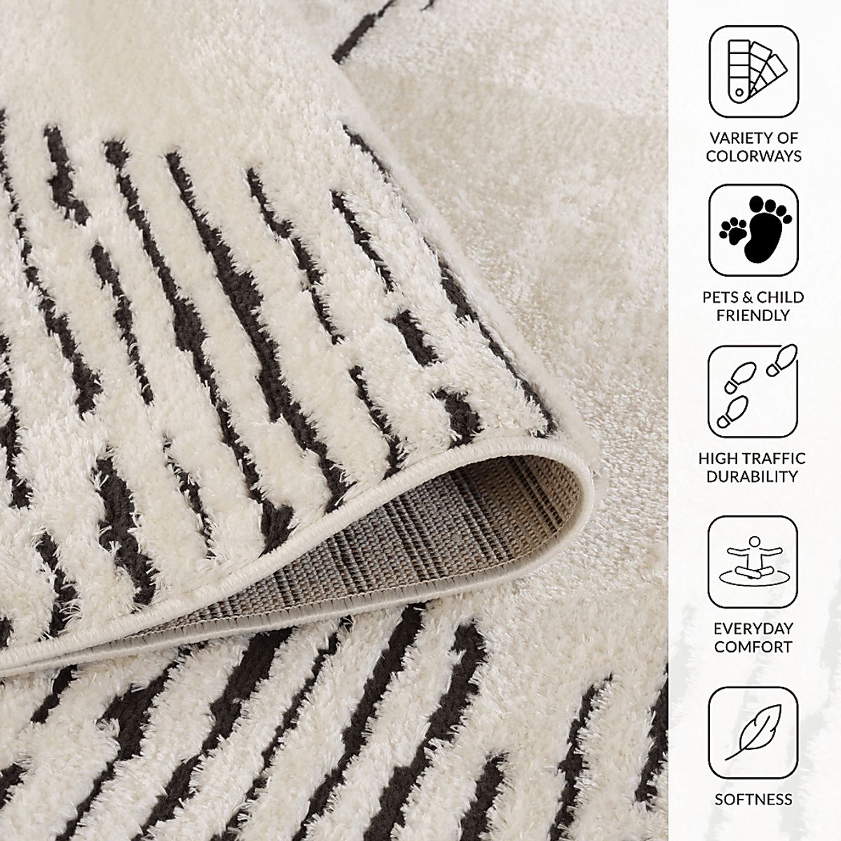 Kerone Black,White Rugs | Rooms to Go