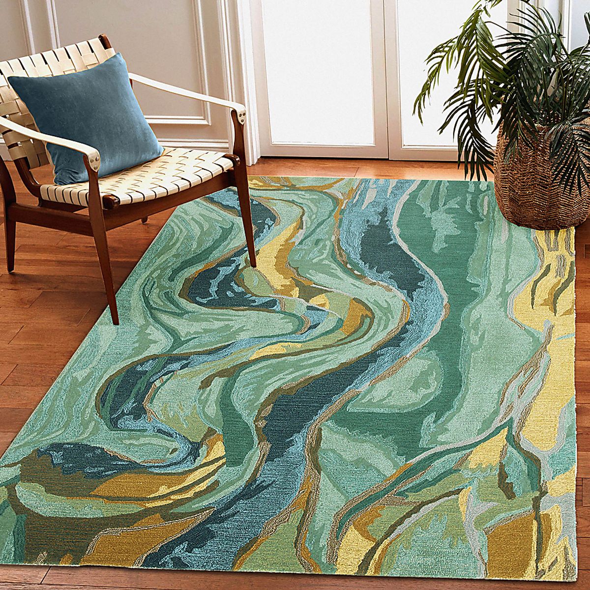 Kerym Blue,Green Rugs | Rooms to Go