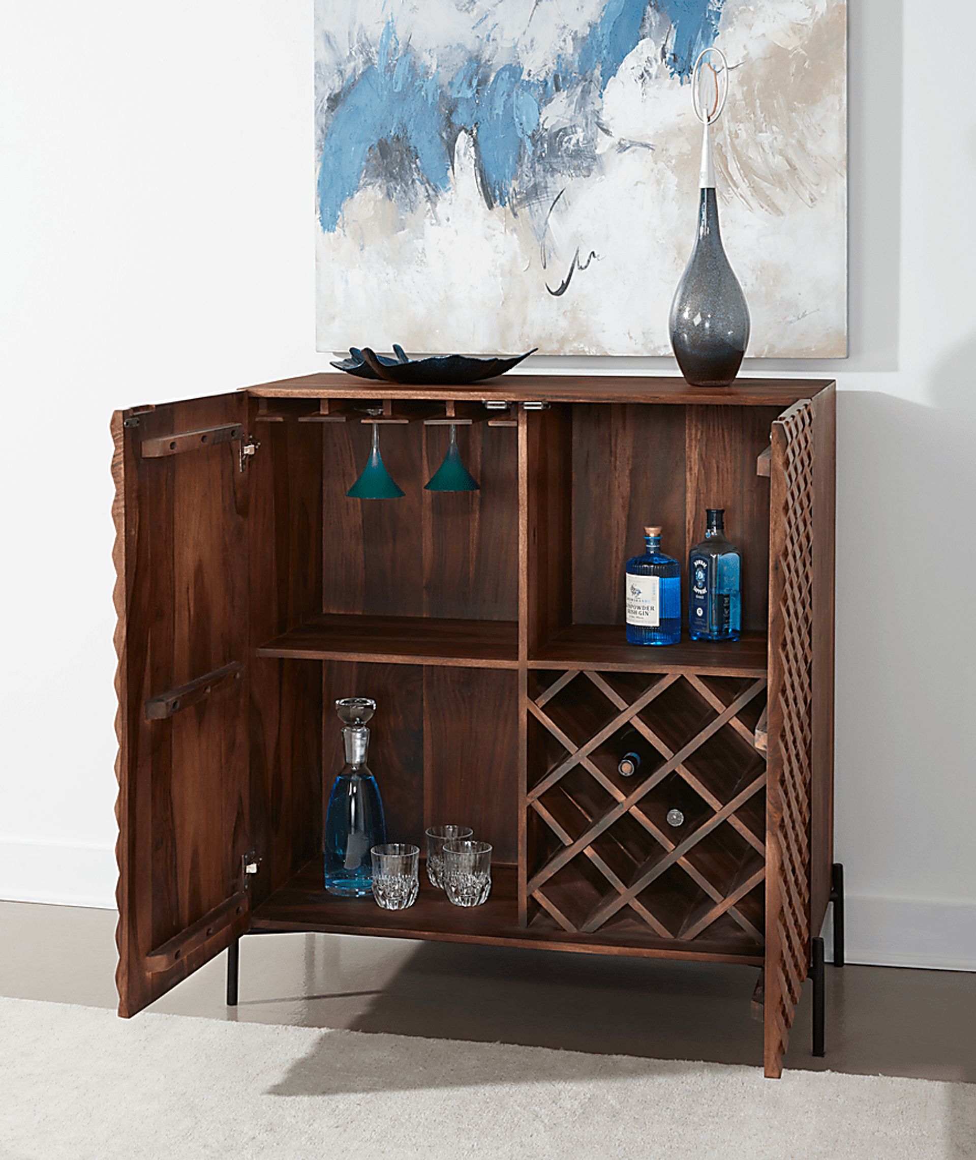 Kessell Brown Dark Wood Bar Cabinet Rooms to Go