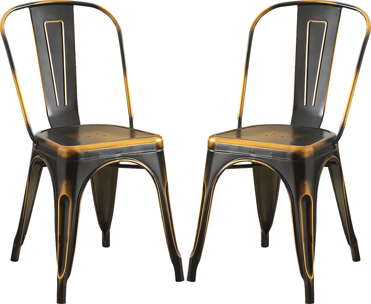 Kibbe Copper Metal Set Of 2 Side Chairs | Rooms to Go