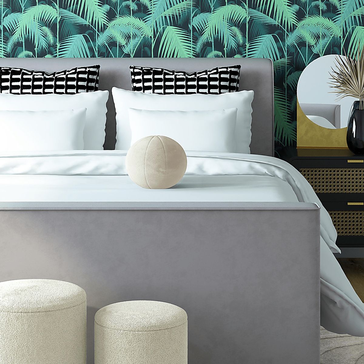 Fuzzy Boba Cream Beige Pillows | Rooms to Go