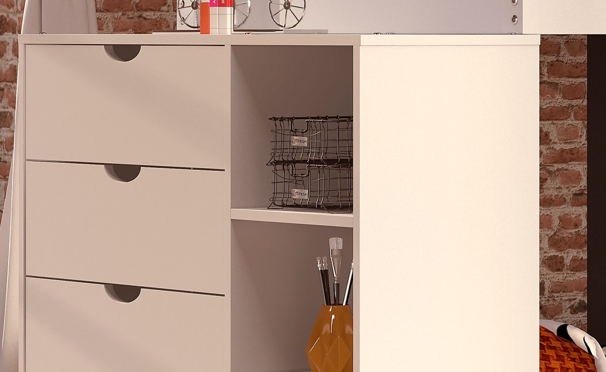 Aklina White Colors,White Twin/Twin Bunk Bed With Dresser | Rooms to Go