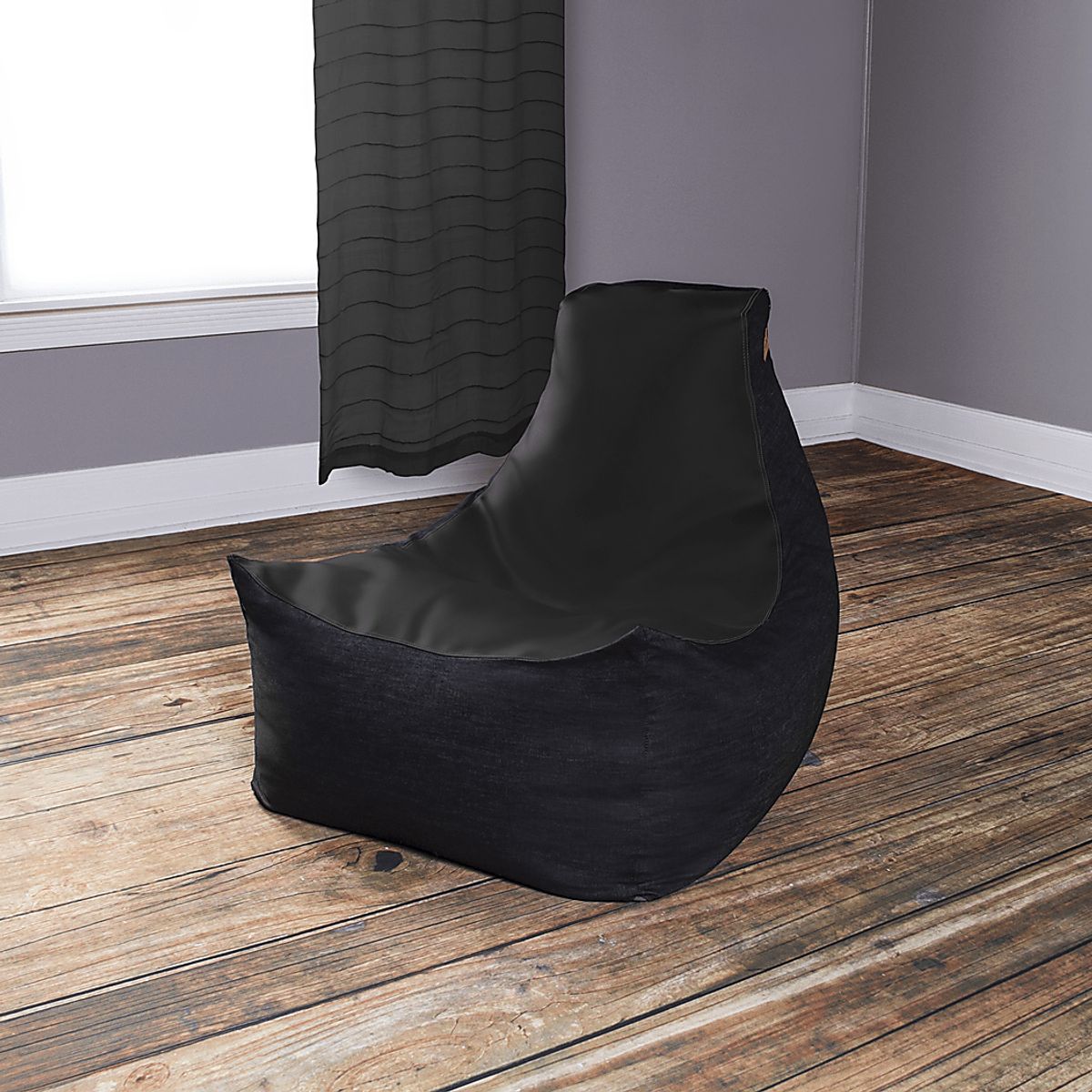 Azani Black Vinyl Fabric Gaming Bean Bag Chair | Rooms to Go