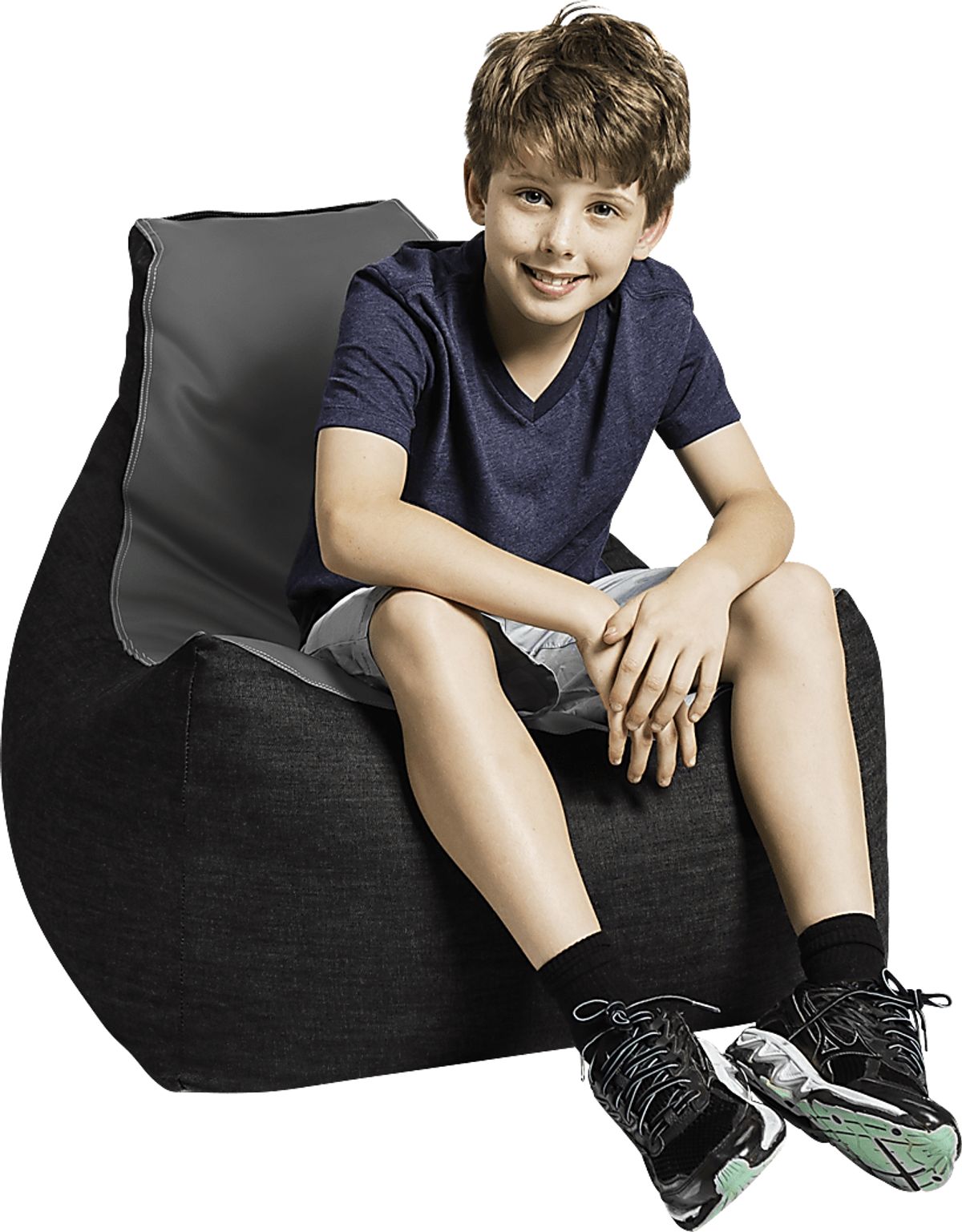 Azani Gray Vinyl Fabric Gaming Bean Bag Chair | Rooms to Go