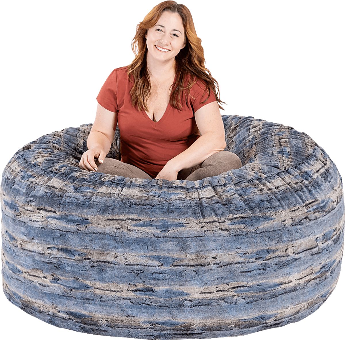 Aull Blue Polyester,Polyurethane Fabric 6 Foot Bean Bag | Rooms to Go