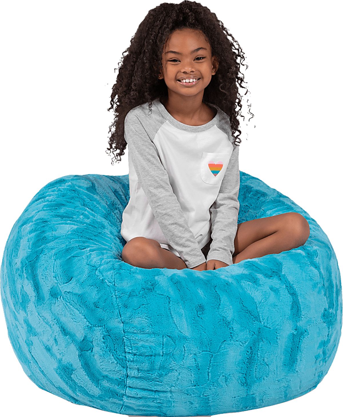 Baigo Blue Polyester Fabric Bean Bag | Rooms to Go