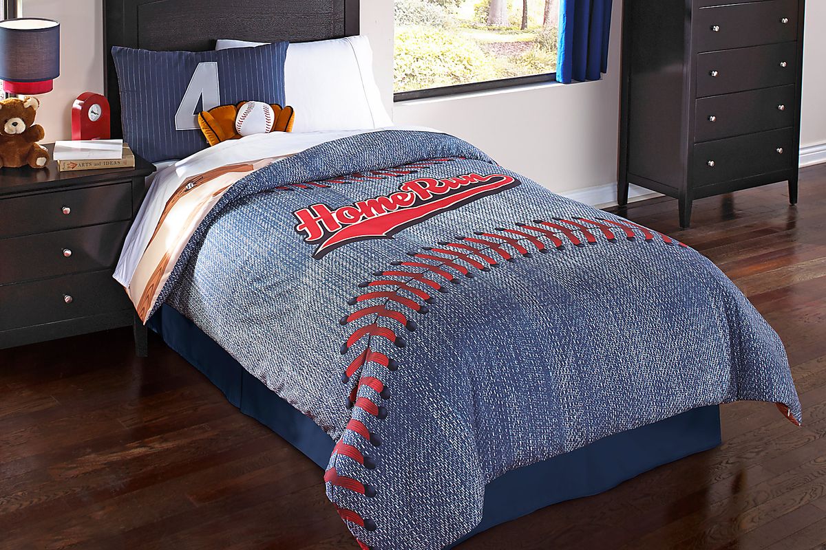 Baseball Dreams Blue Full Comforter Set | Rooms to Go