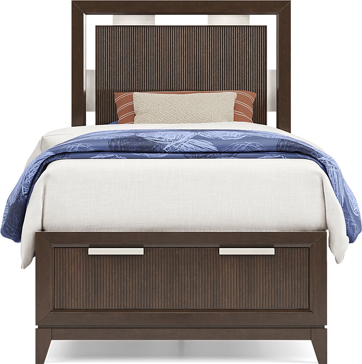Bellante Jr. 5 Pc Walnut Dark Wood Twin Bedroom Set With Twin Storage ...