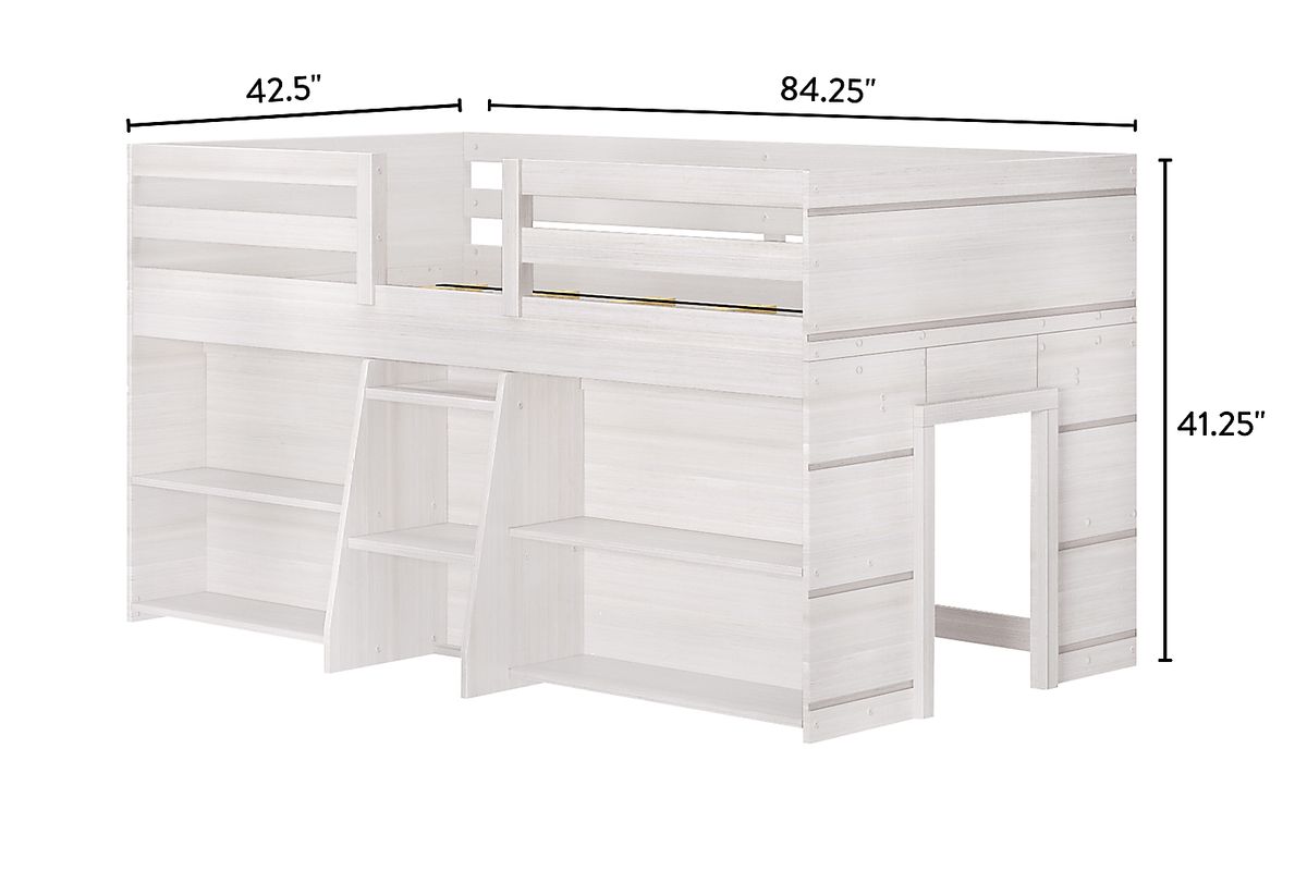 Bellavi White Colors,White Twin Loft Bed With Bookcase | Rooms to Go