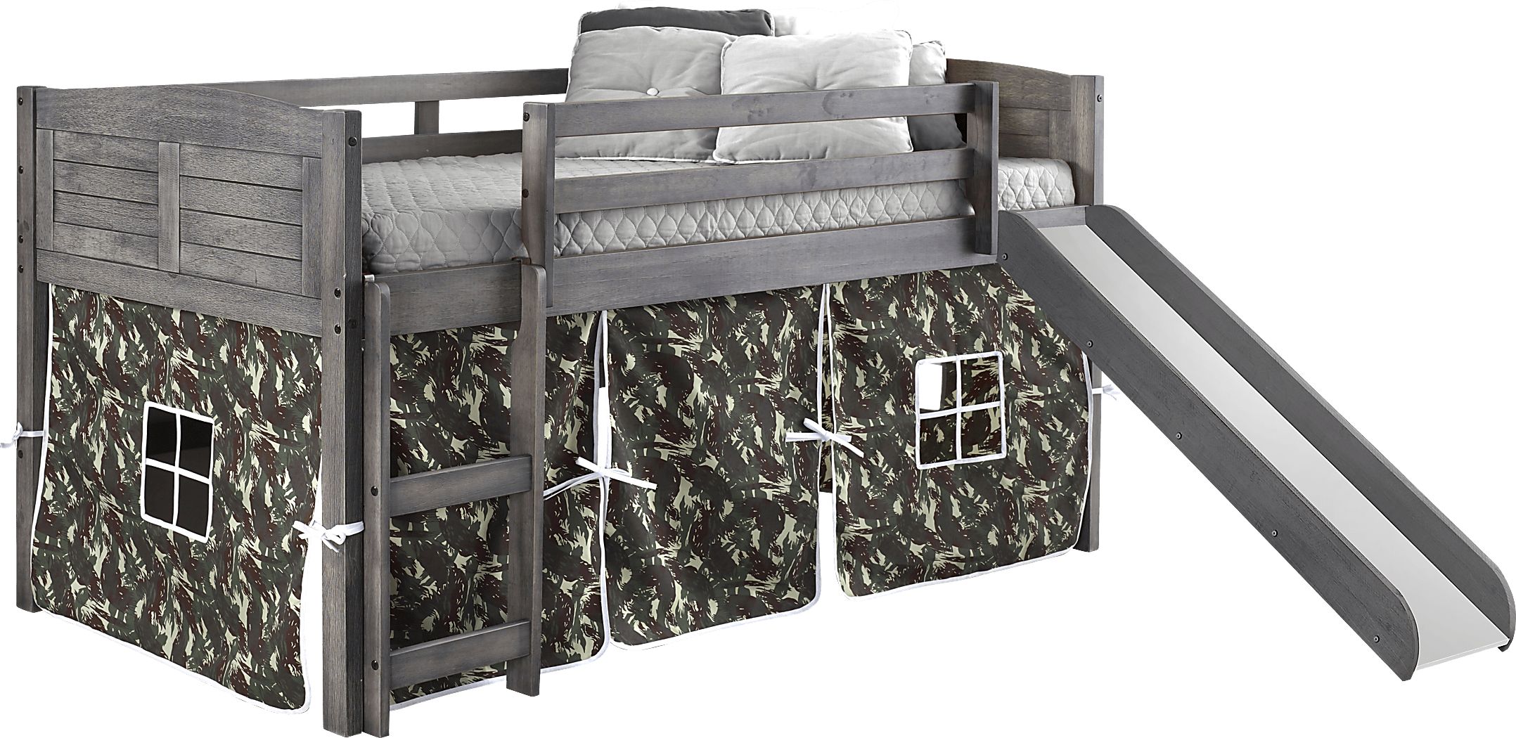 Belleteau Gray Twin Loft Bed With Tent | Rooms to Go