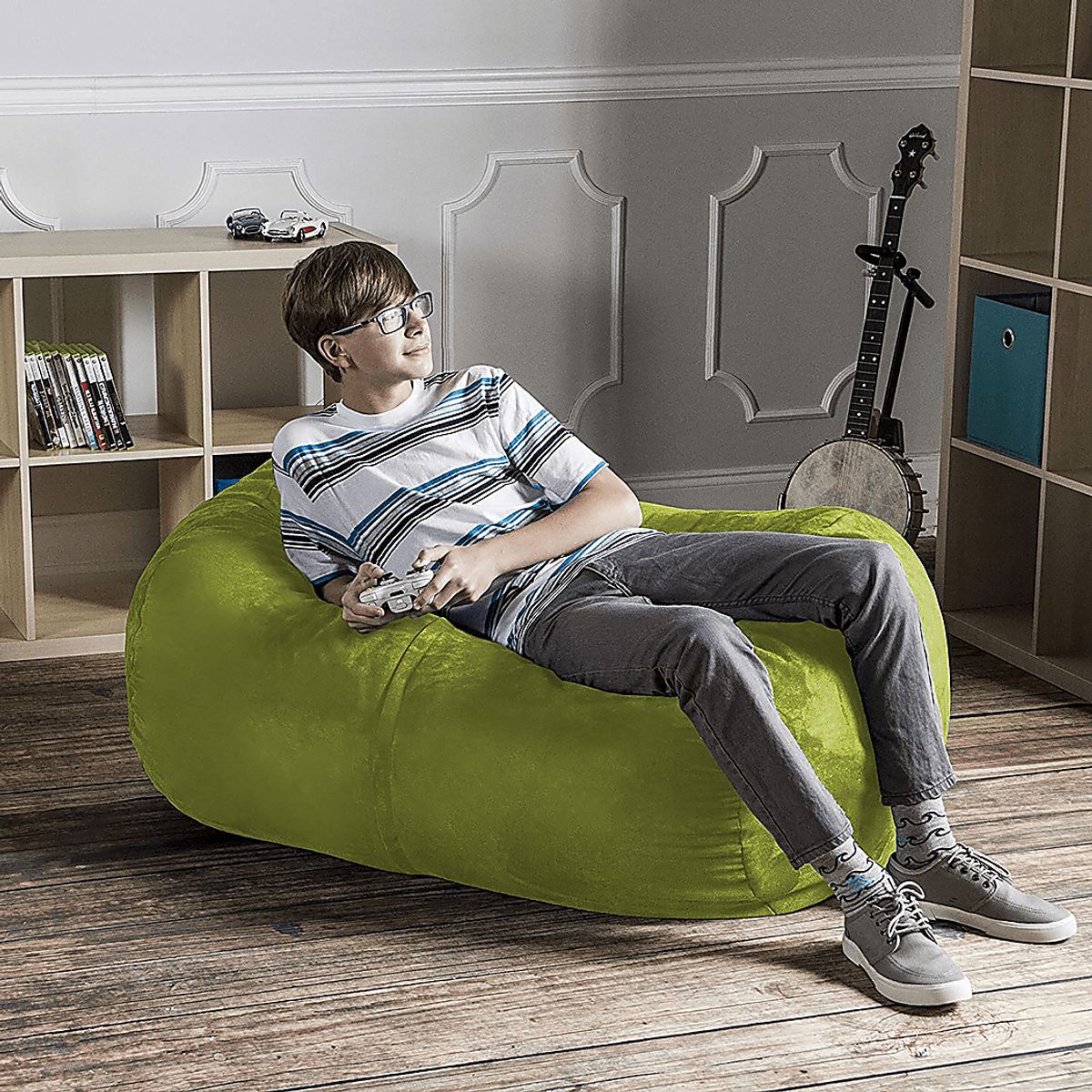 Bexley Green Polyester Fabric Bean Bag Chair | Rooms to Go
