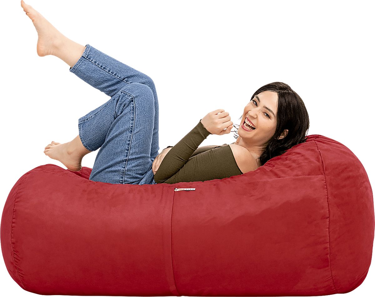 Bexley Red Polyester Fabric Bean Bag Chair | Rooms to Go