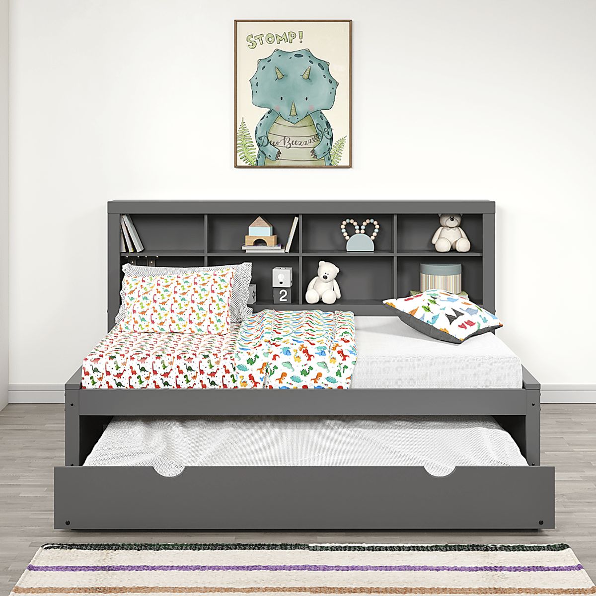 Biserka II Dark Gray Twin Daybed With Bookcase And Trundle | Rooms to Go