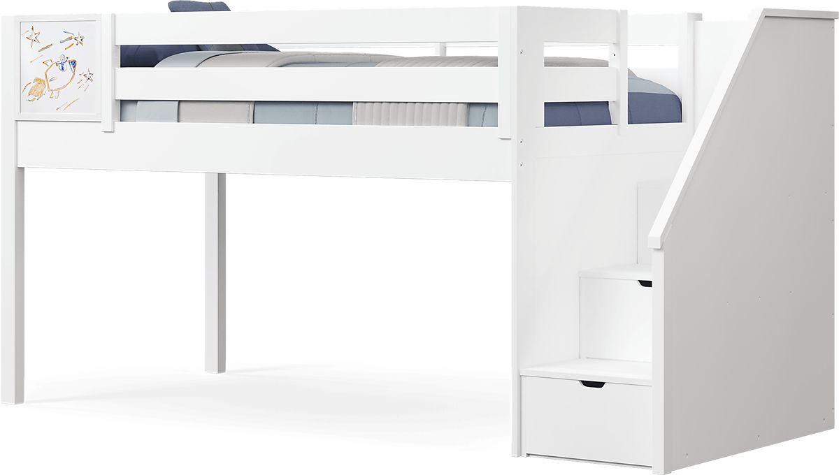 Blast Off White Colors,White Loft W/Curtain, Steps & Panel | Rooms to Go