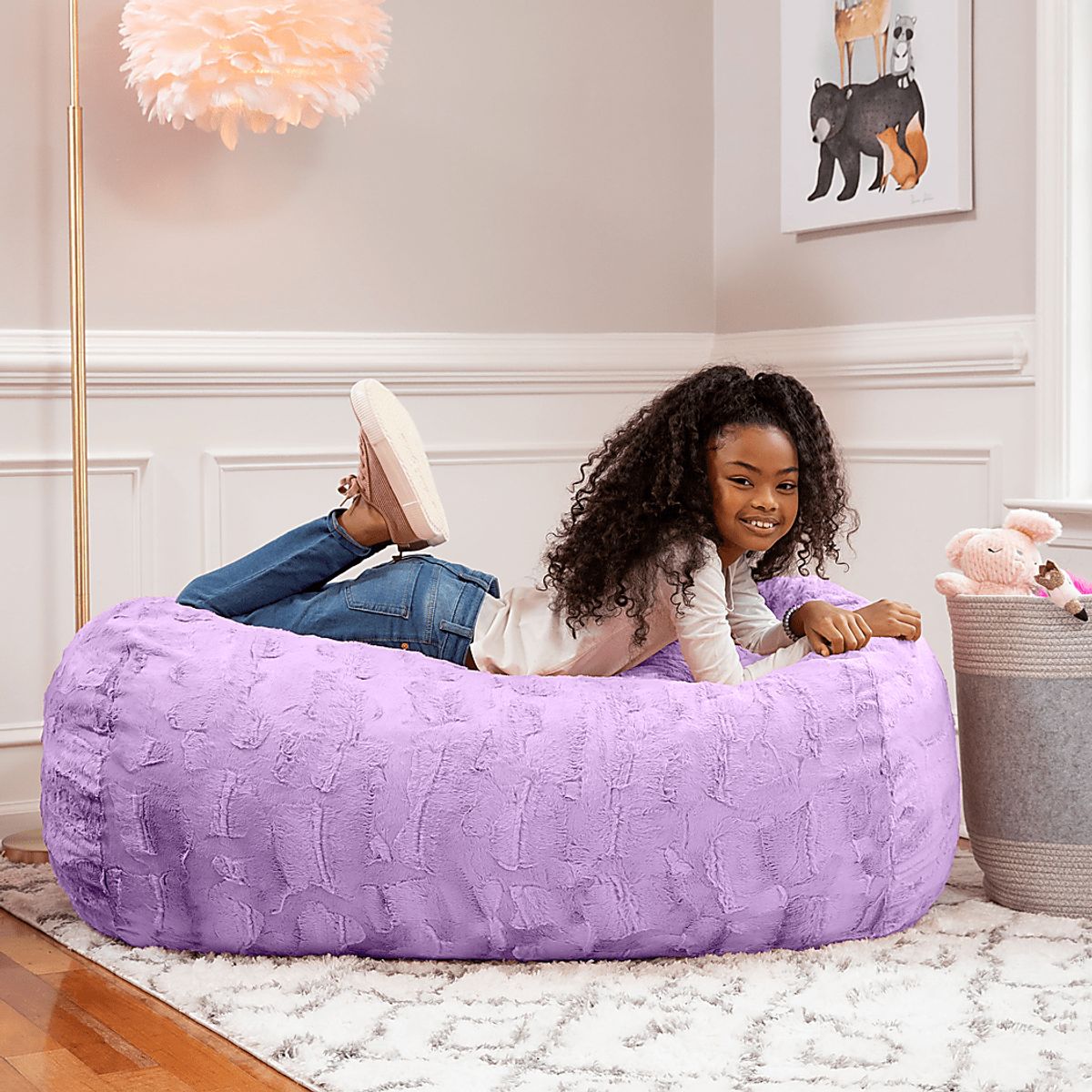 Breun Purple Red Polyester Fabric Bean Bag Lounger | Rooms to Go