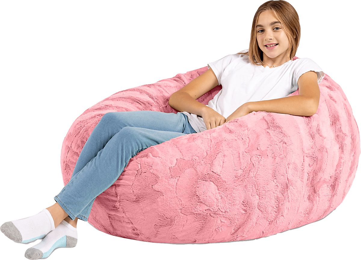 Brogton Pink Polyester Fabric Bean Bag | Rooms to Go