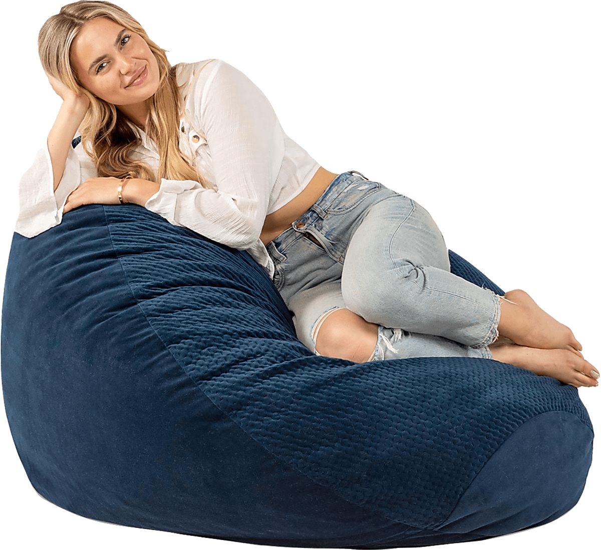 Bultman Blue Polyester Fabric Bean Bag Egg Chair | Rooms to Go