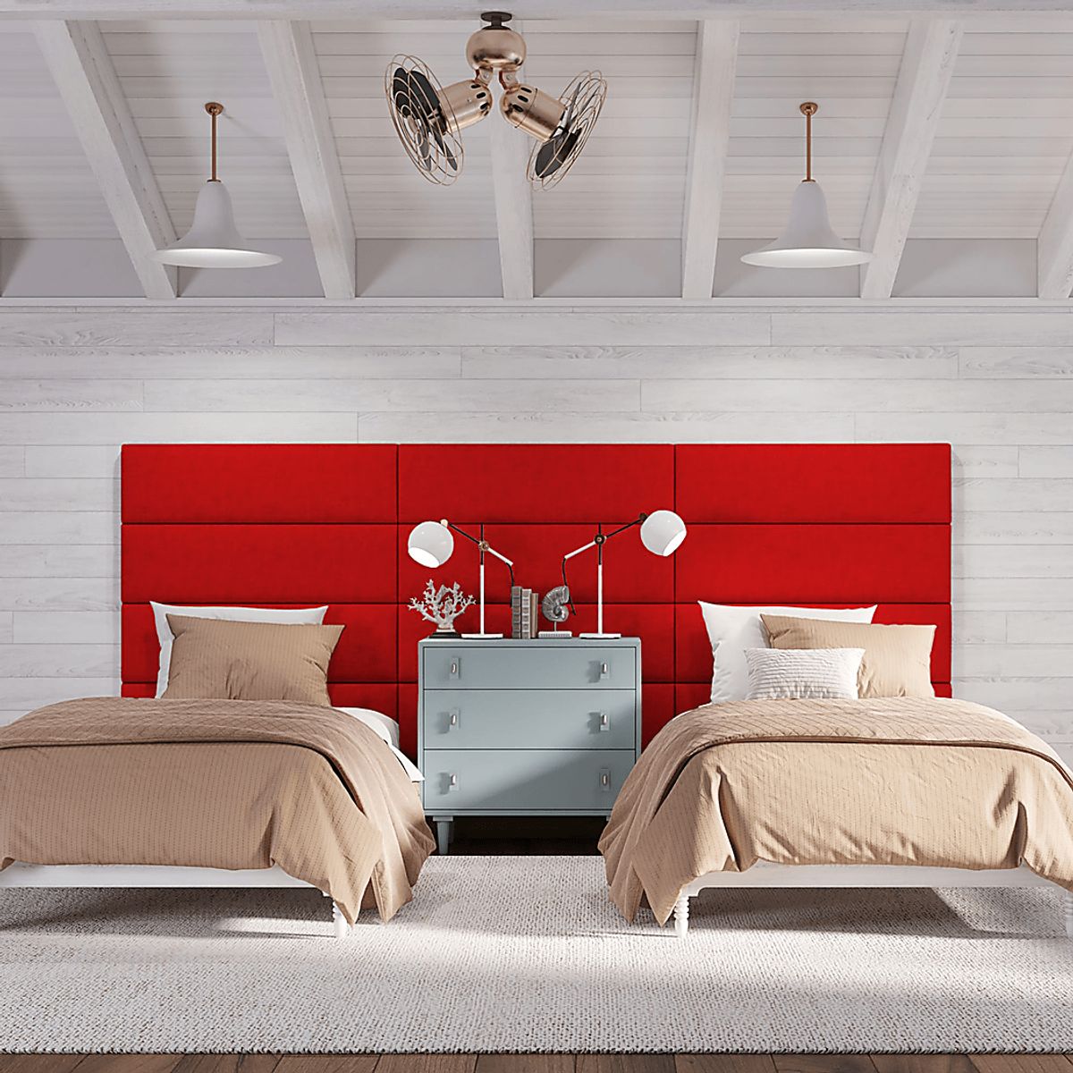 Burkett Red Polyester Fabric Headboard Panel | Rooms to Go