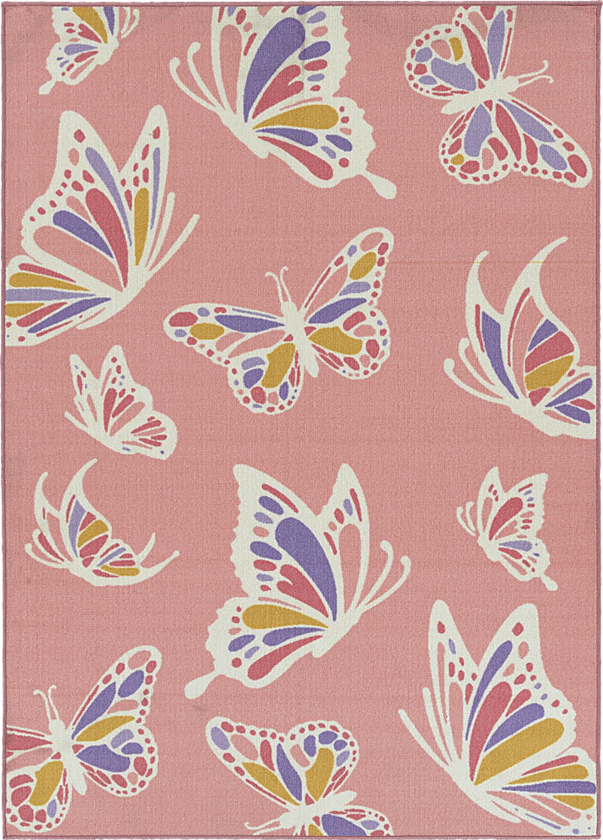 Butterfly Spice Pink,White Rugs | Rooms to Go