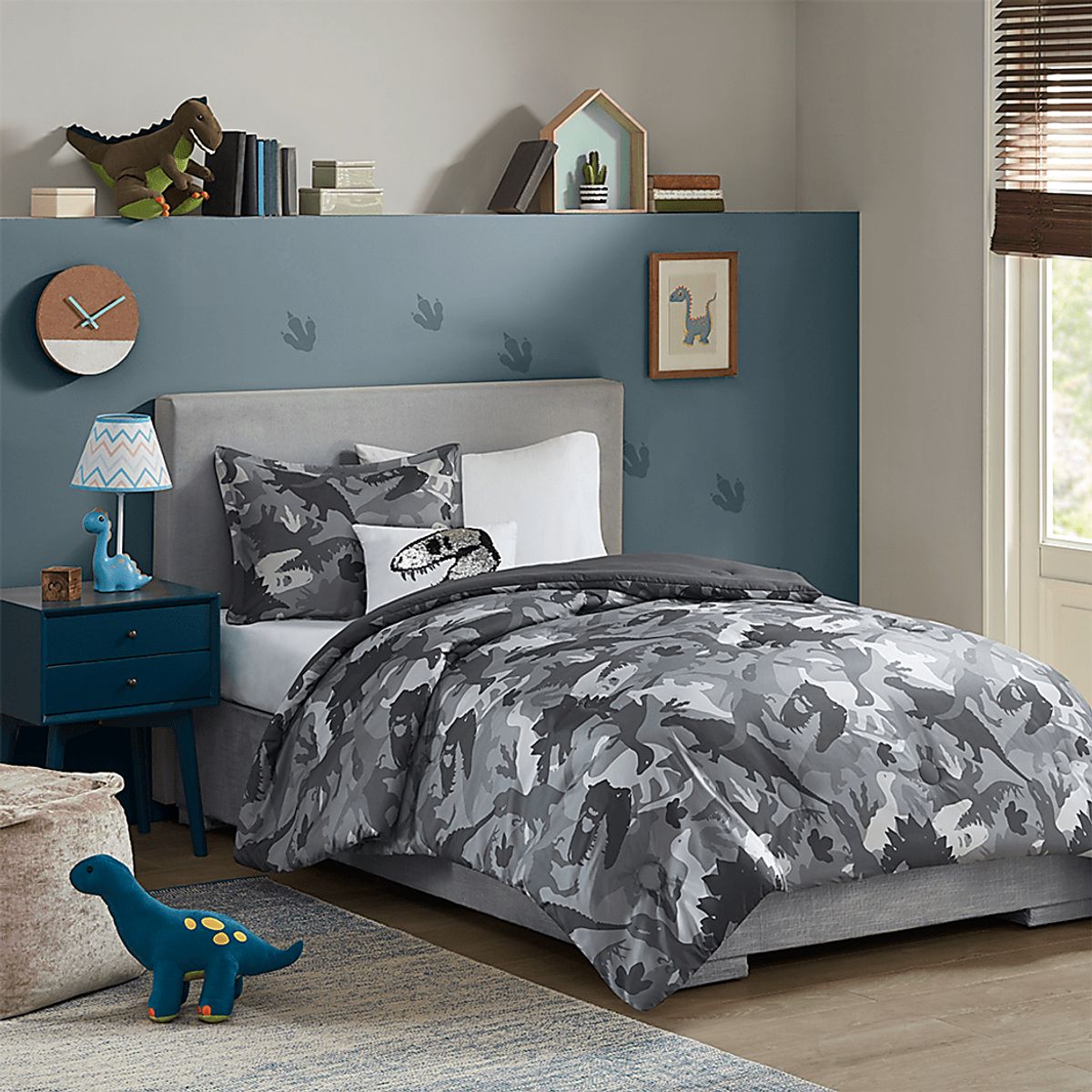 Camo Dino Gray Full/Queen Comforter Set | Rooms to Go