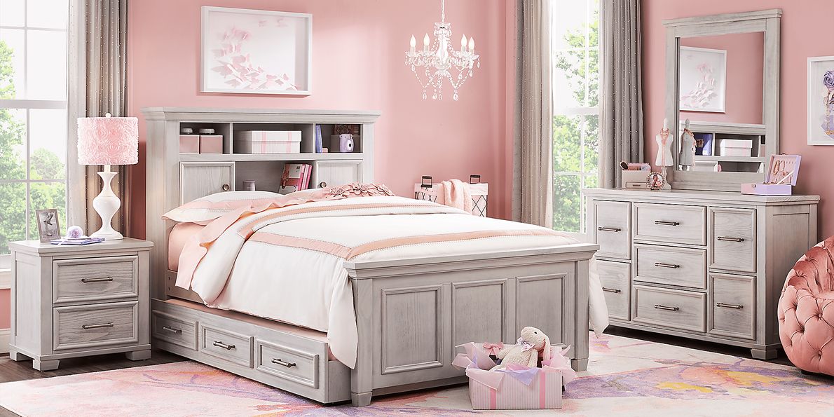 Canyon Lake 5 Pc Ash Gray Full Bedroom Set With Mirror, Dresser, Full ...
