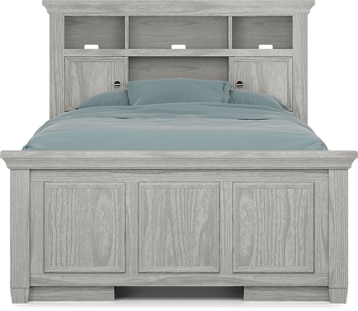 Canyon Lake 3 Pc Ash Gray Full Bookcase Bed With 2 Storage Rails ...