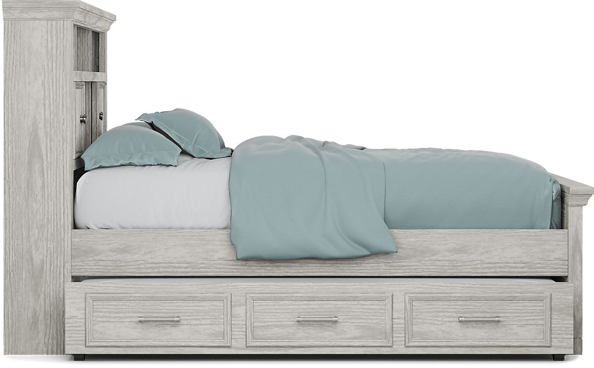 Canyon Lake 6 Pc Ash Gray Full Bedroom Set With Full Bookcase Bed With ...
