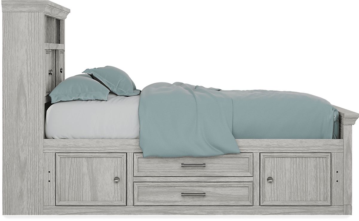 Canyon Lake 5 Pc Ash Gray Full Bedroom Set With Full Bookcase Bed W ...