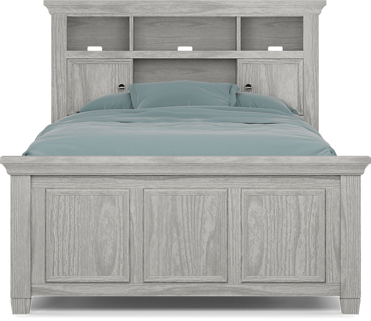 Canyon Lake 5 Pc Ash Gray Full Bedroom Set With Full Bookcase Bed ...