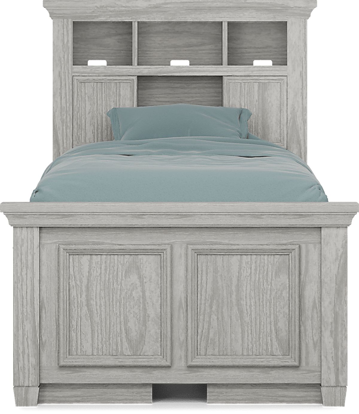 Canyon Lake 3 Pc Ash Gray Twin Bookcase Bed W 2 Storage Rails | Rooms to Go