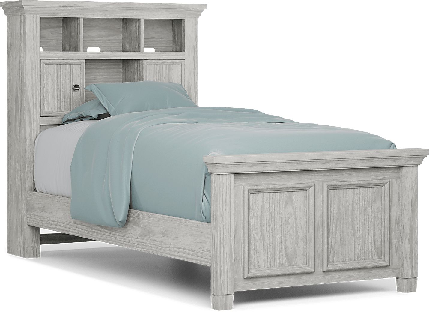 Canyon Lake 5 Pc Ash Gray Twin Bedroom Set With Mirror, Twin Bookcase ...