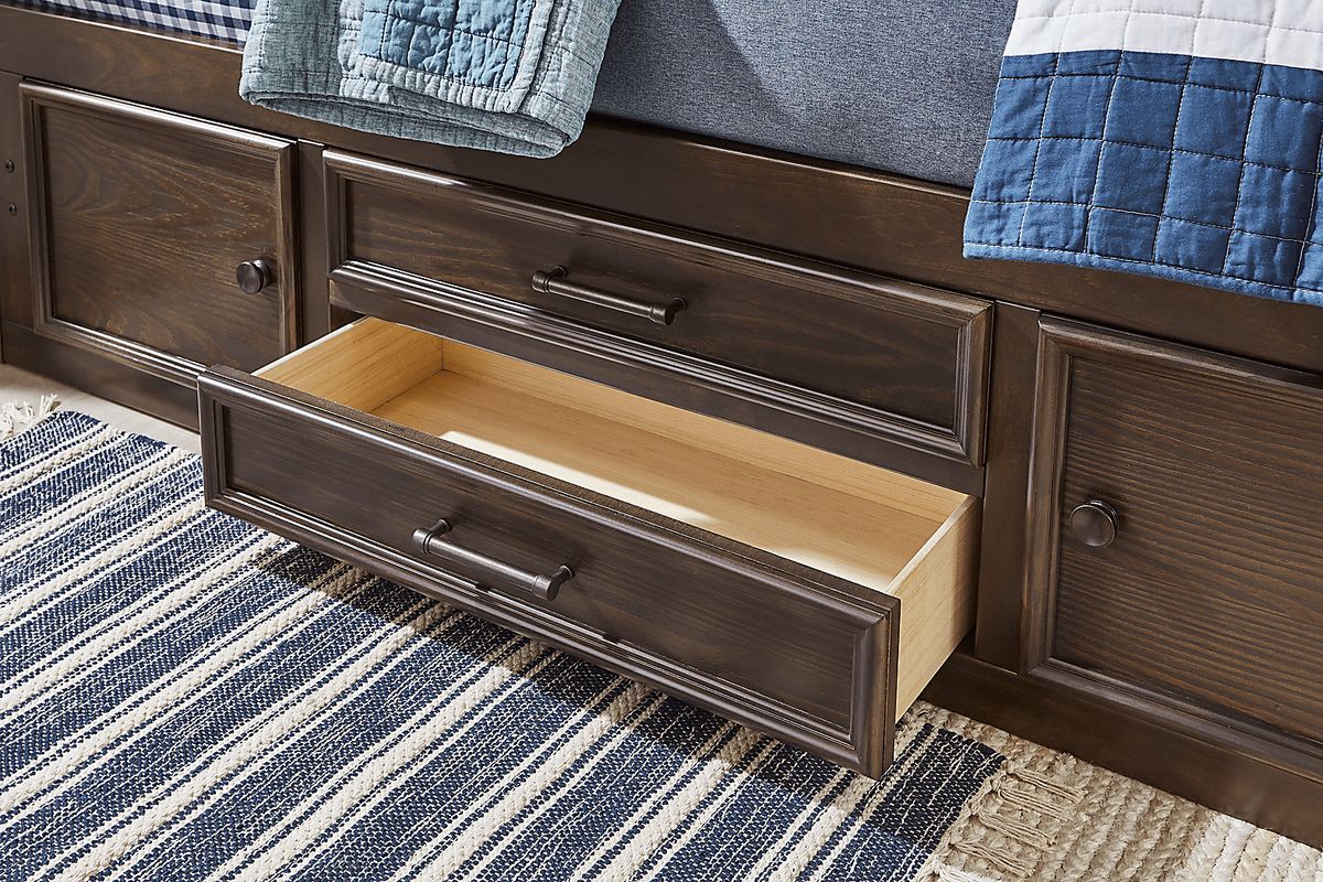 Canyon Lake 3 Pc Java Dark Wood Full Bookcase Bed W Storage Rail ...