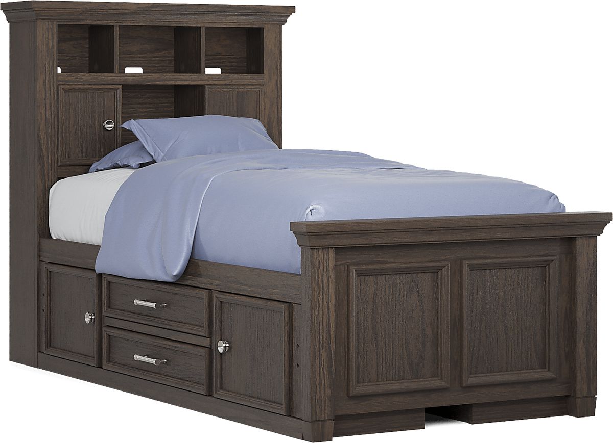 Canyon Lake 5 Pc Java Dark Wood Twin Bedroom Set With Mirror, Twin ...