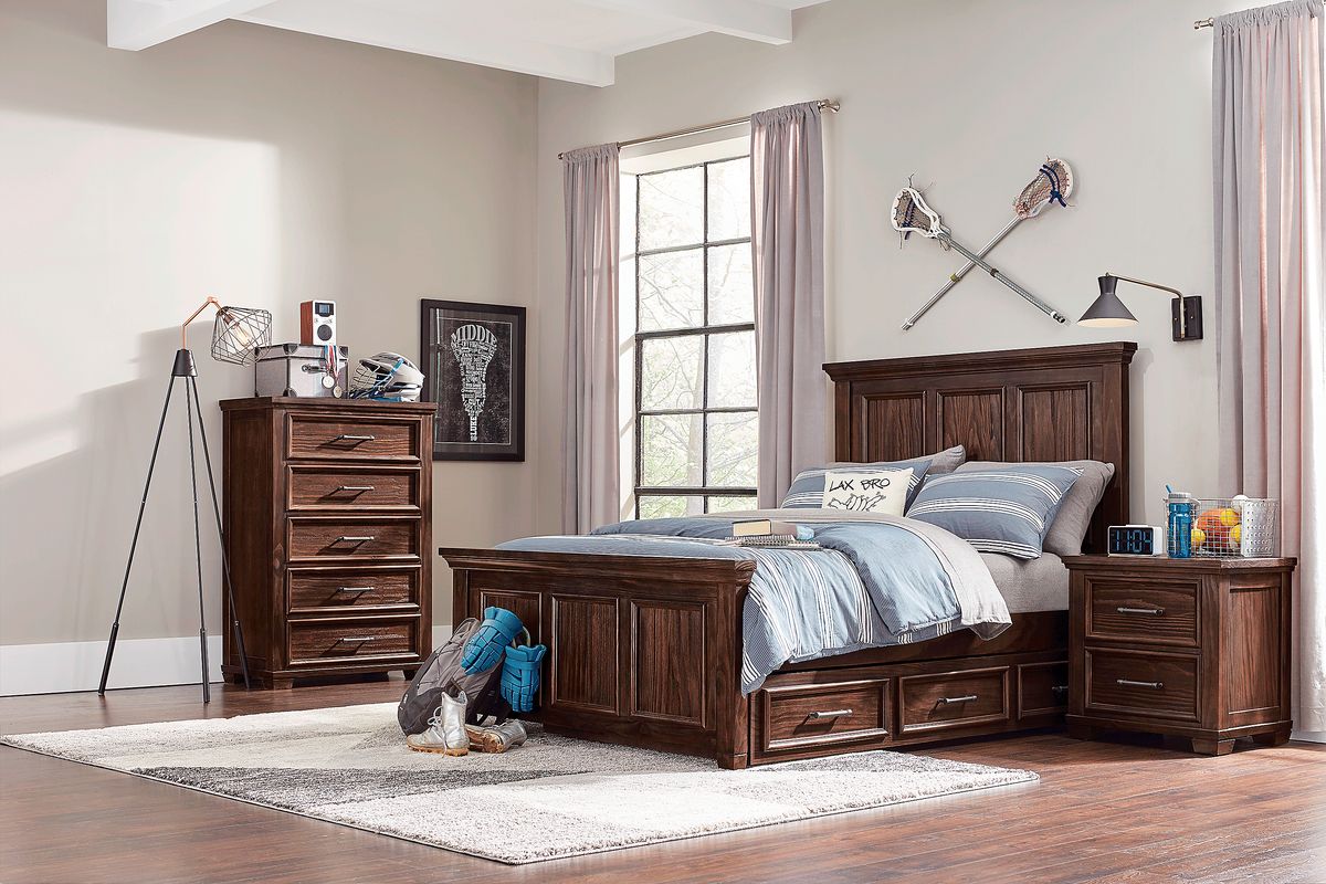 Canyon Lake 5 Pc Java Dark Wood Full Bedroom Set With 3 Pc Full Panel ...