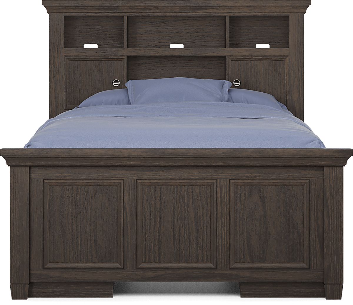 Canyon Lake 3 Pc Java Dark Wood Full Bookcase Bed With 2 Storage Rails ...