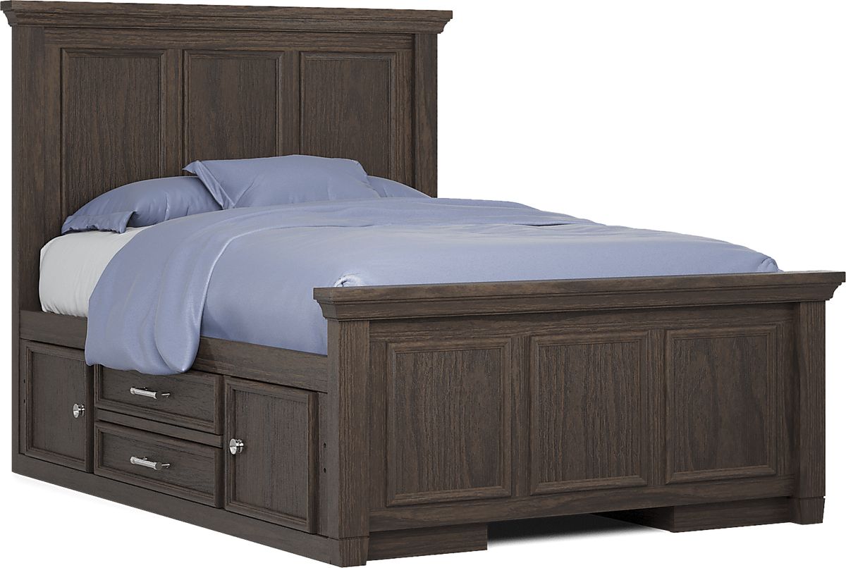 Canyon Lake 3 Pc Java Dark Wood Full Panel Bed With Storage | Rooms to Go