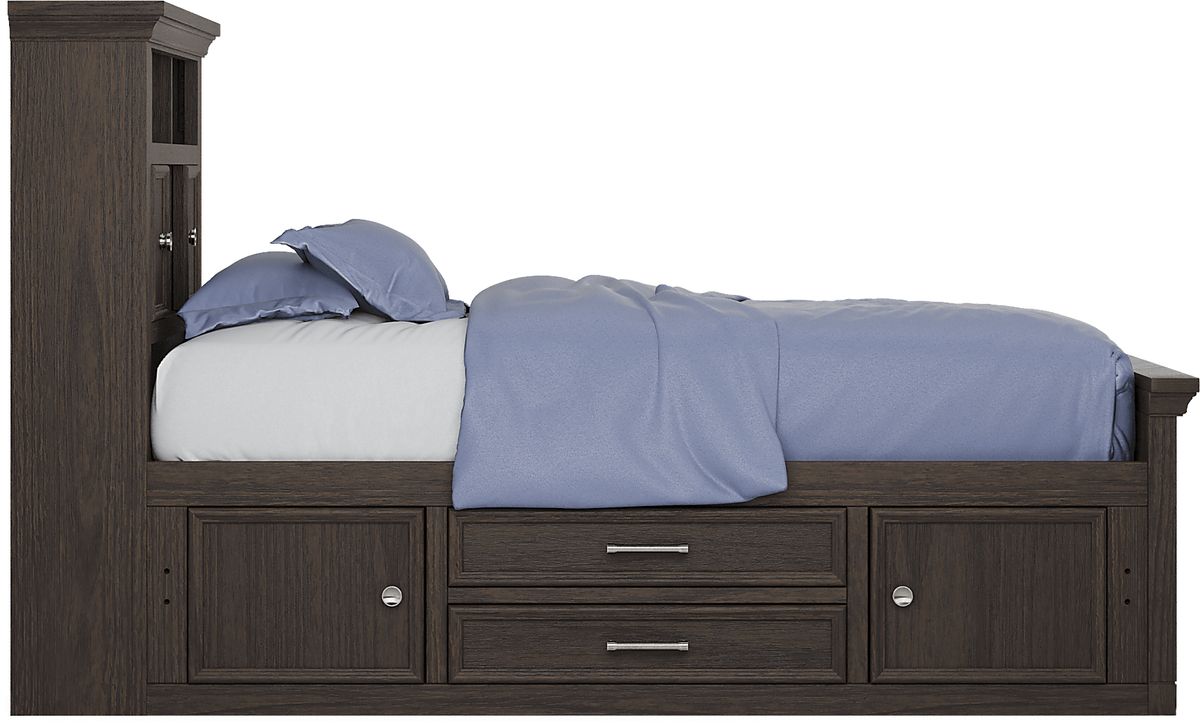 Canyon Lake 5 Pc Java Dark Wood Twin Bedroom Set With Mirror, Twin ...