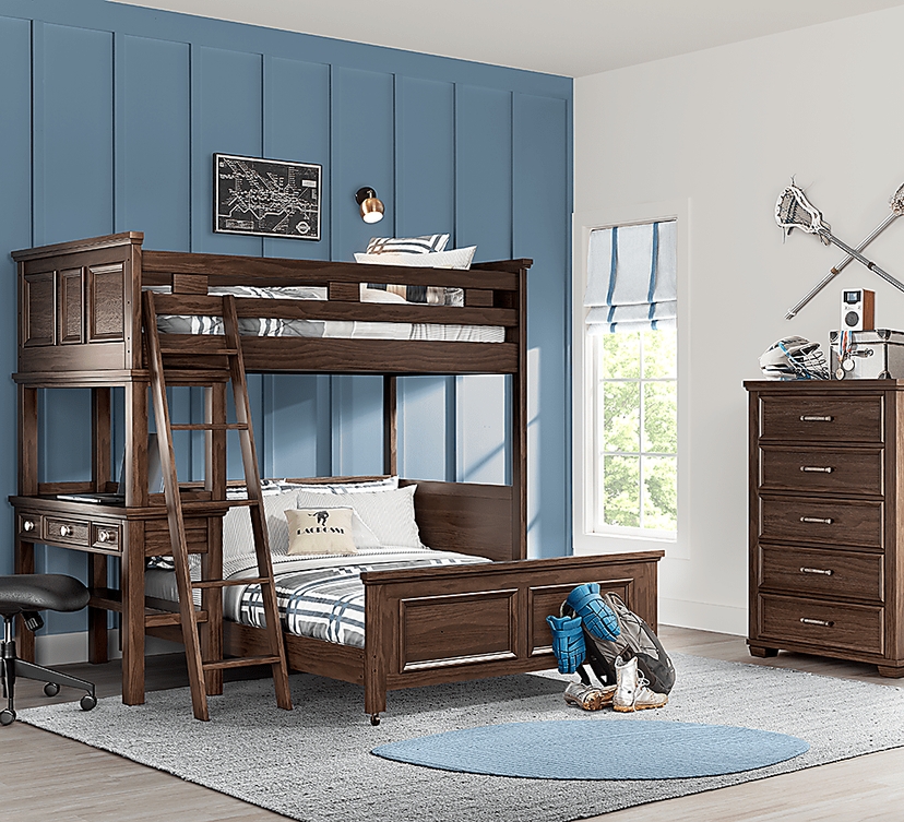 Canyon Lake Java Dark Wood Twin/Full Loft With Desk | Rooms to Go